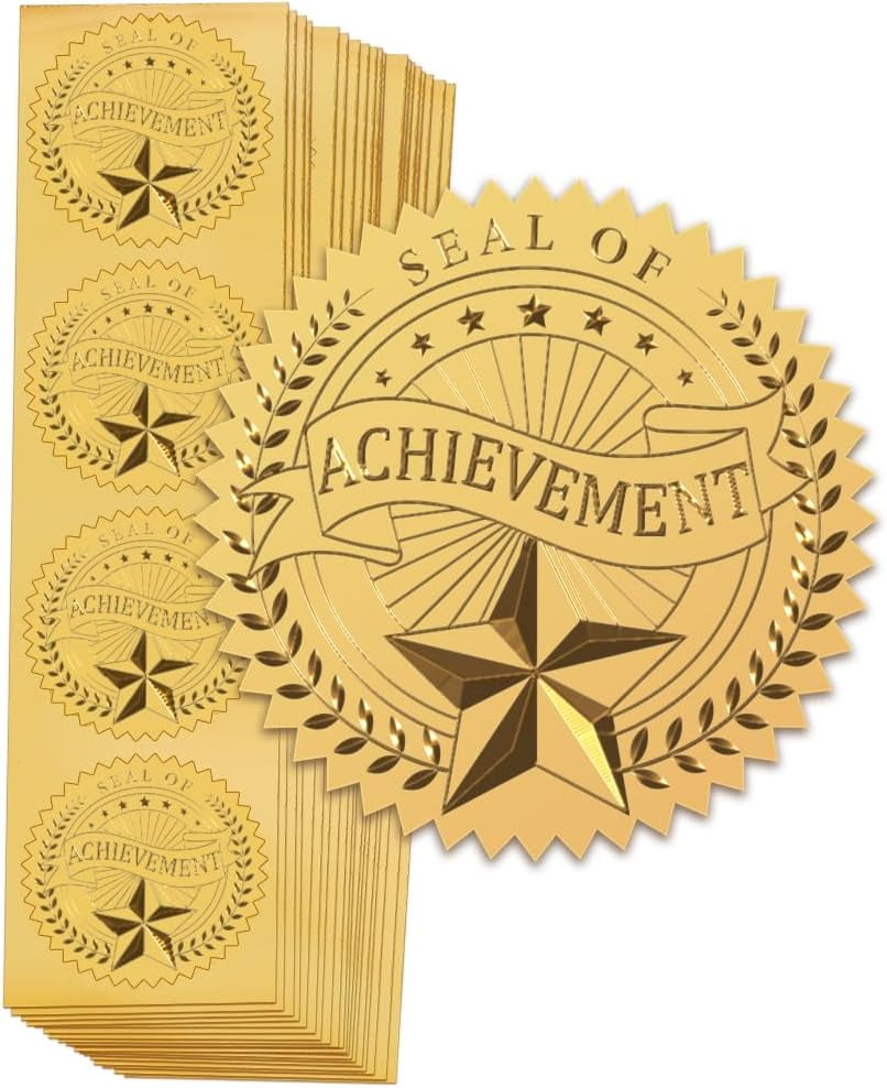 100Pcs Embossed Gold Foil Certificate Seals Gold Foil Stickers for ...