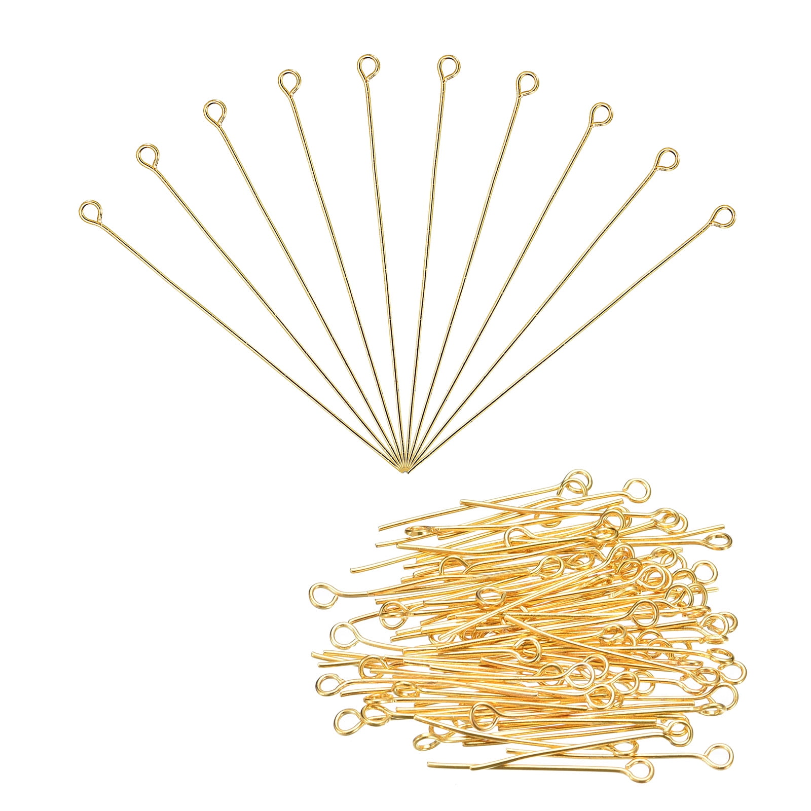 Uxcell 100Pcs Eye Pins Jewelry Findings Eye Pins 60mm Iron Eye Pins for ...