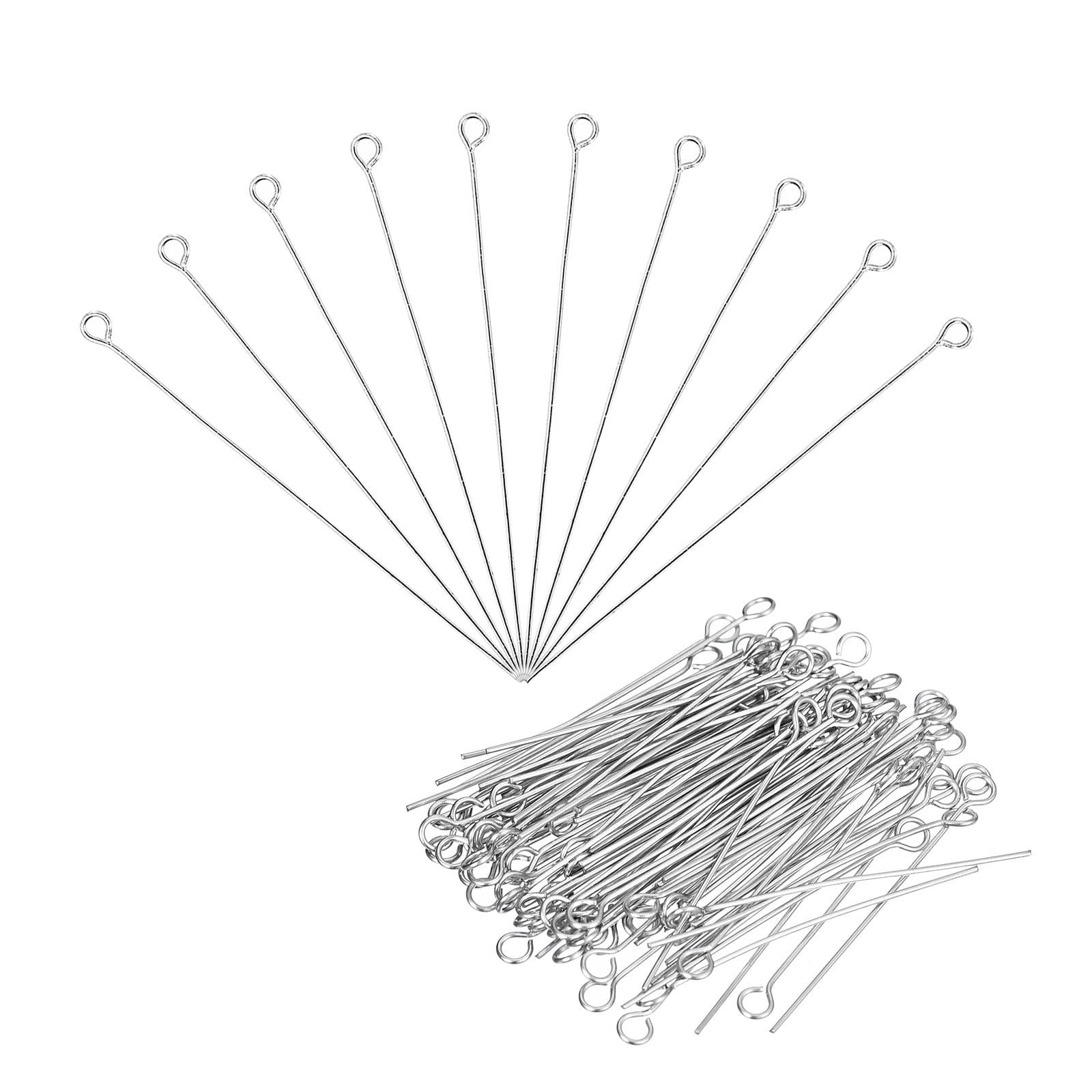 Uxcell 100Pcs Eye Pins Jewelry Findings Eye Pins 60mm Iron Eye Pins for ...