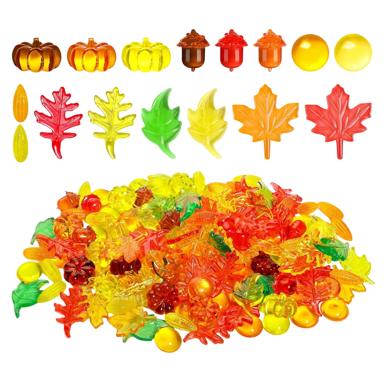 100Pcs Fall Decor Shatterproof Acrylic Filler Mix with Leaves Pumpkins ...