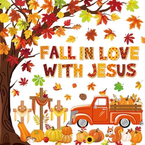 100Pcs Fall in love with Jesus Bulletin Board Set Fall Christian ...
