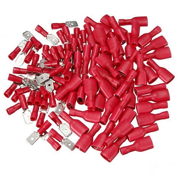 100Pcs Female & Male Spade Insulated Connectors Crimp Electrical Wire ...