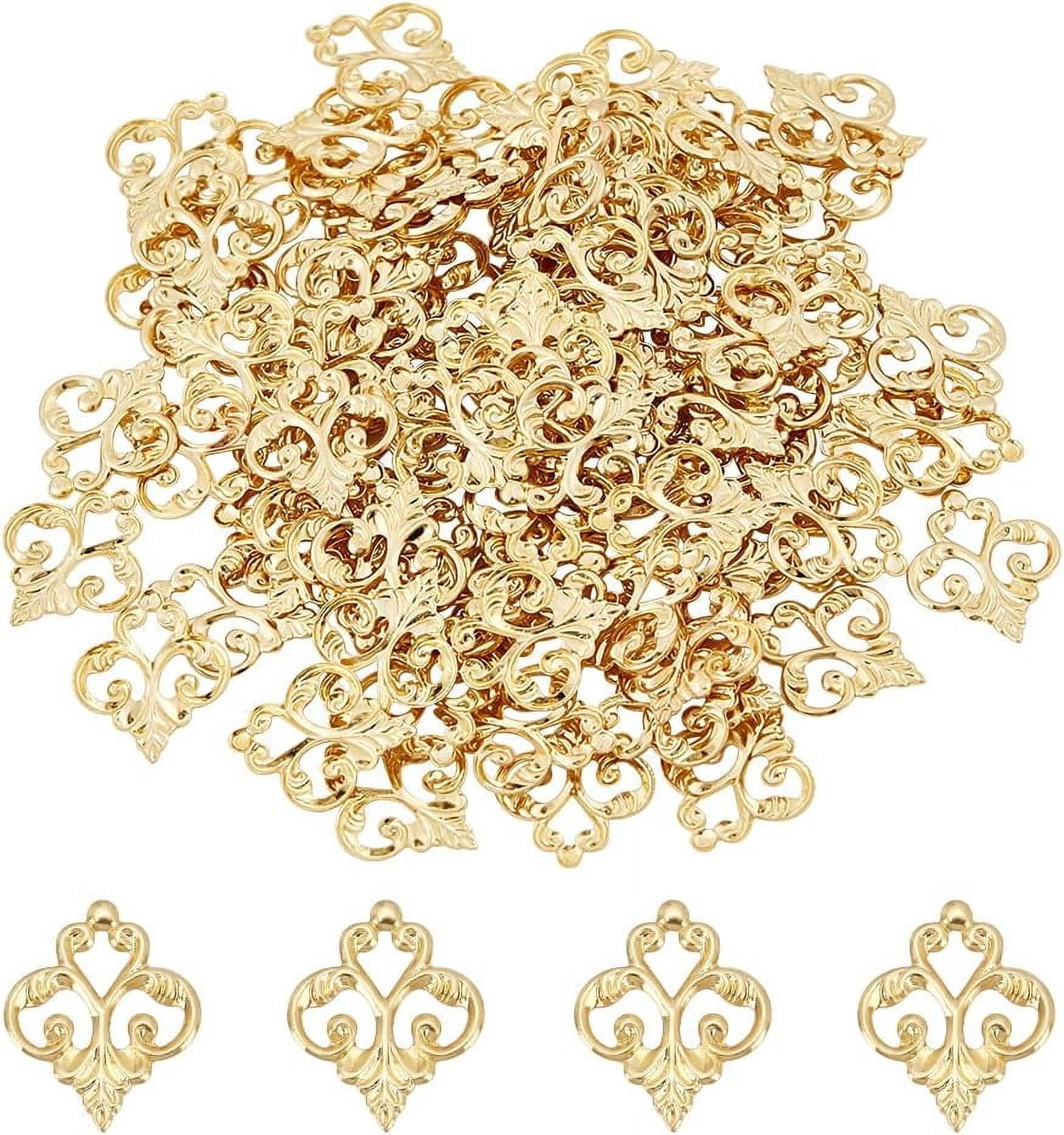 100Pcs Filigree Flower Charms Filigree Wrap Charm Pendant Connectors ...