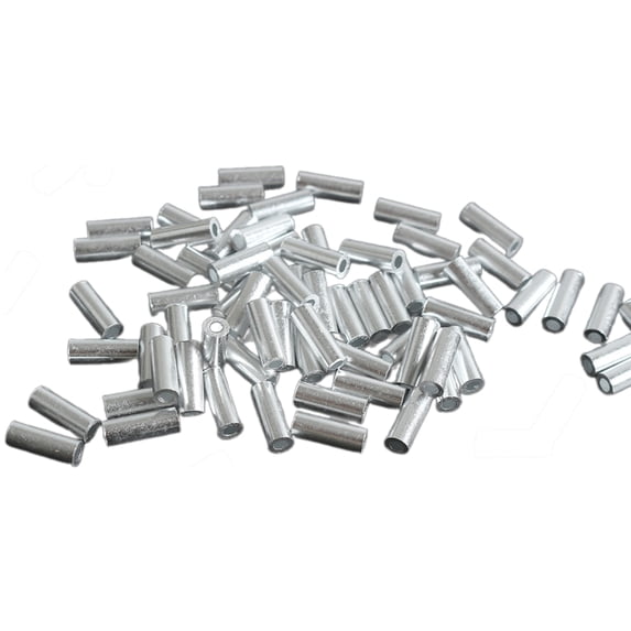 100Pcs Fishing Aluminum Crimp Sleeves Set Single Barrels Crimping Loop ...