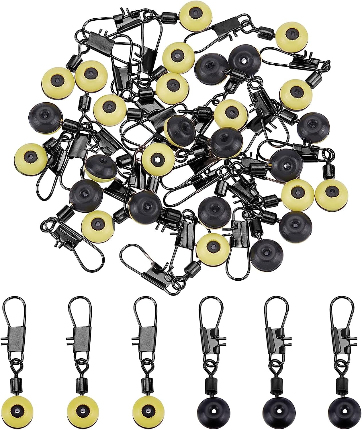 100Pcs Fishing Rolling Swivel Slider Bead Fish Pulley Line Connectors ...