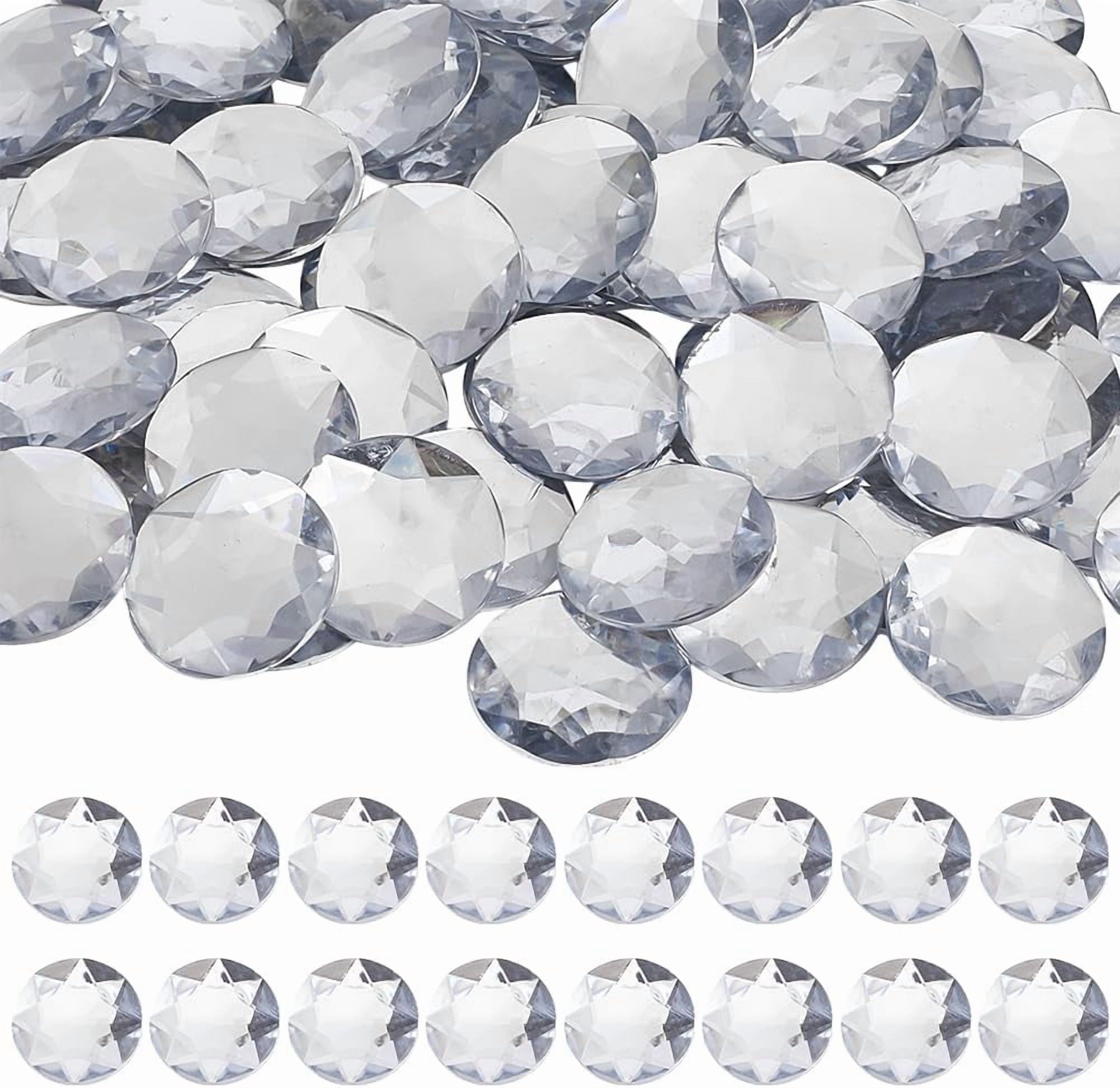 100Pcs Flat Back Rhinestones 25mm Round Faceted Cabochons Rhinestones ...