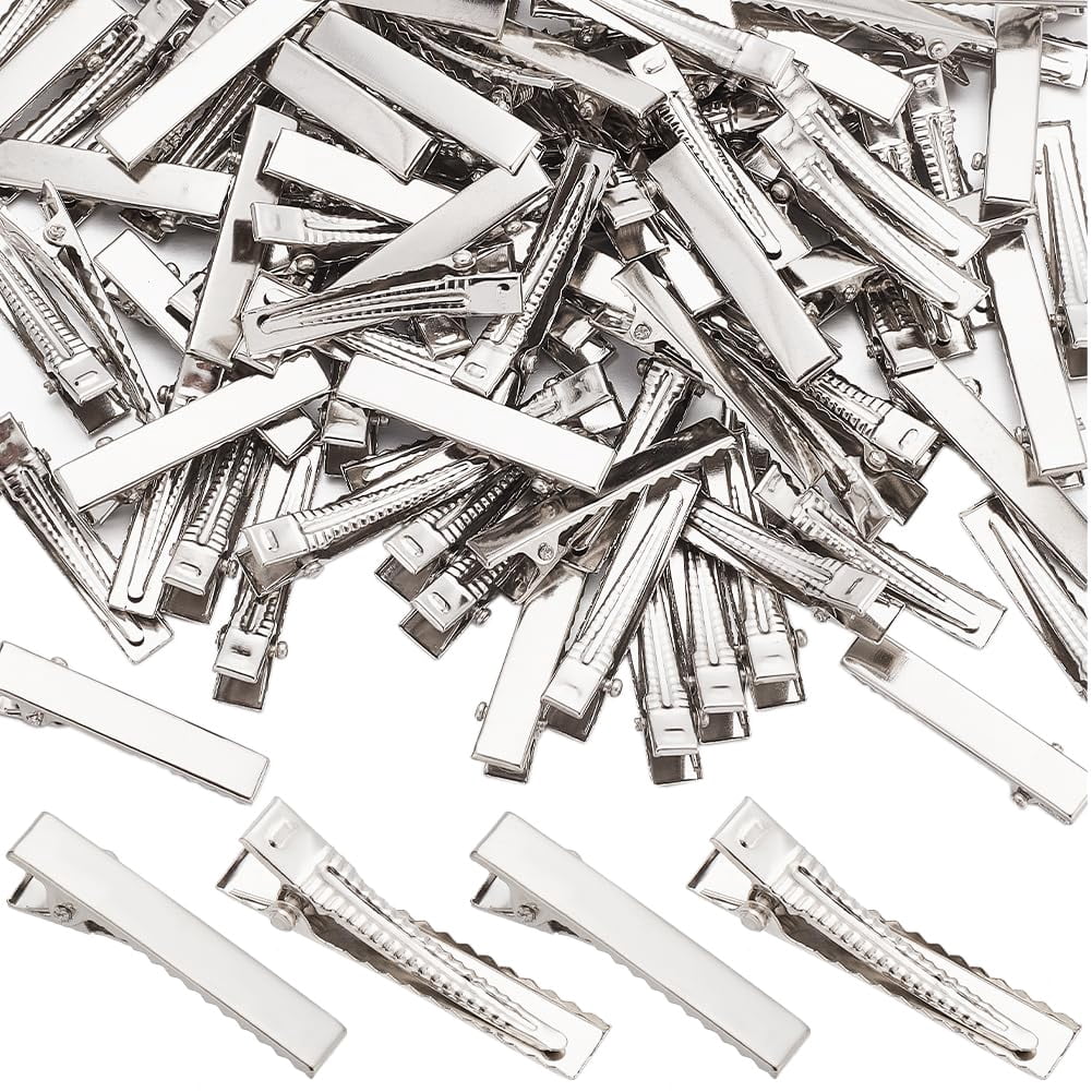 100Pcs Flat Hair Clips Bulk Simple Metal Hair Barrettes Iron Blank ...