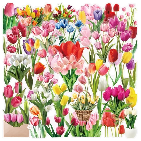 100Pcs Floral Sticker Adhesive PET Sticker For Journal Phone Cover ...