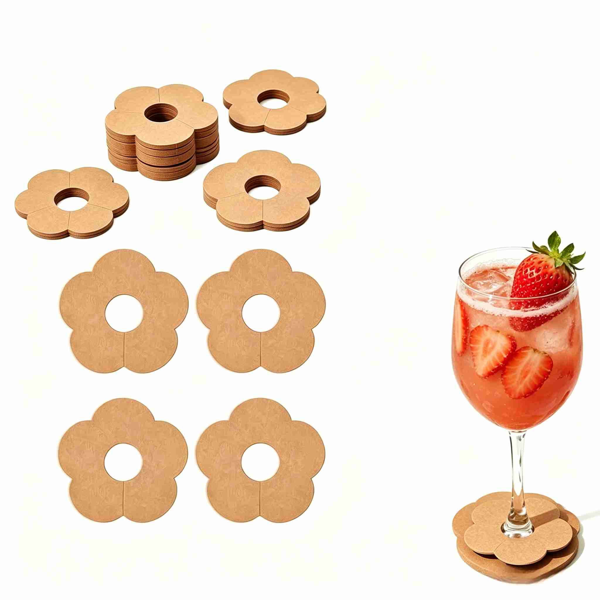 100Pcs Flower Kraft Paper Wine Glass Tags, Blank Drink Name Tags for ...