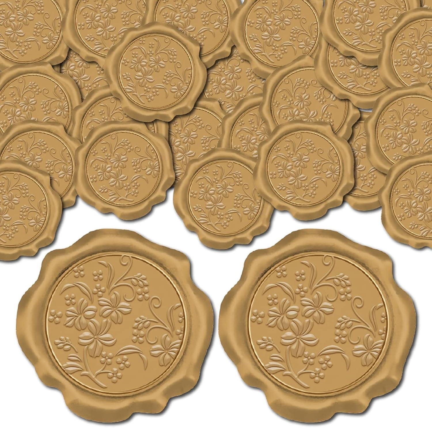100Pcs Flower Wax Seal Stickers Retro Golden Self Adhesive Seal ...