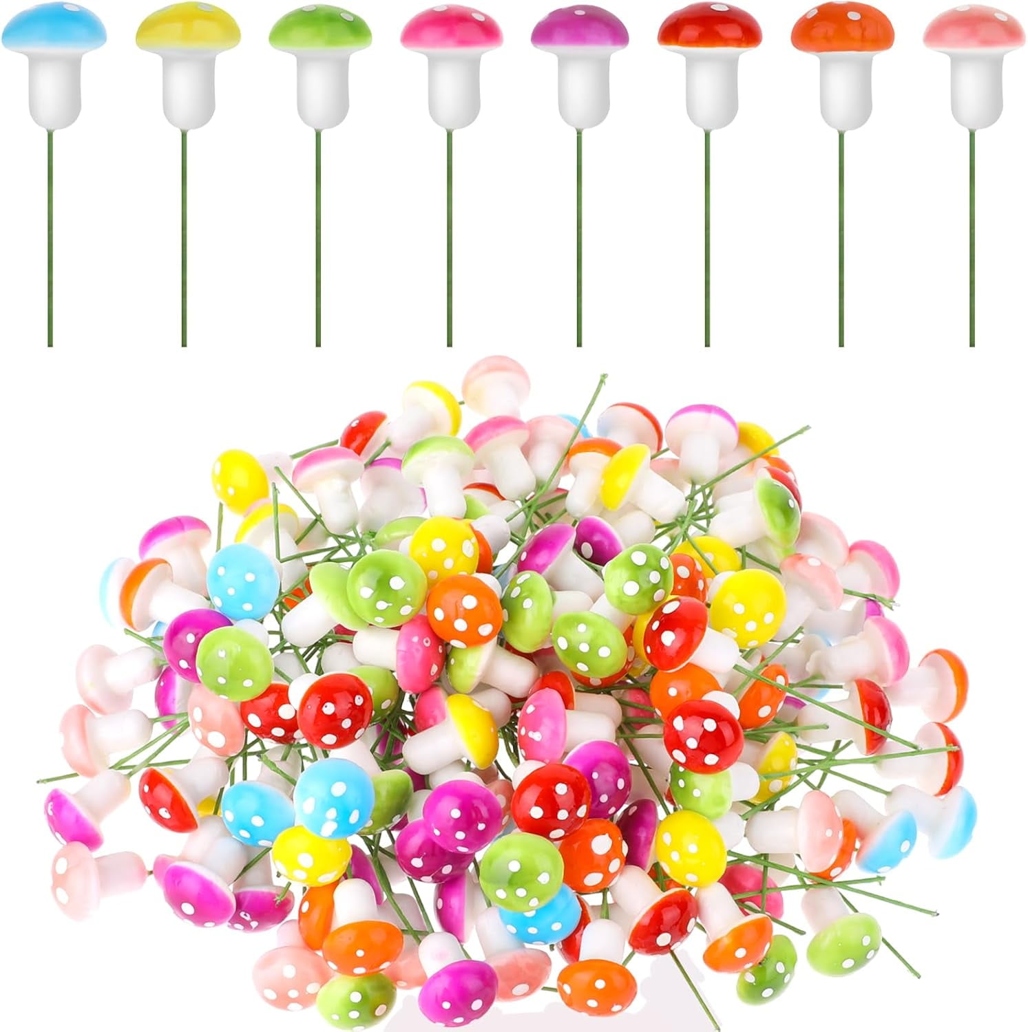 100Pcs Foam Colorful Mushroom Miniatures Garden Mushroom Mini Mushroom ...