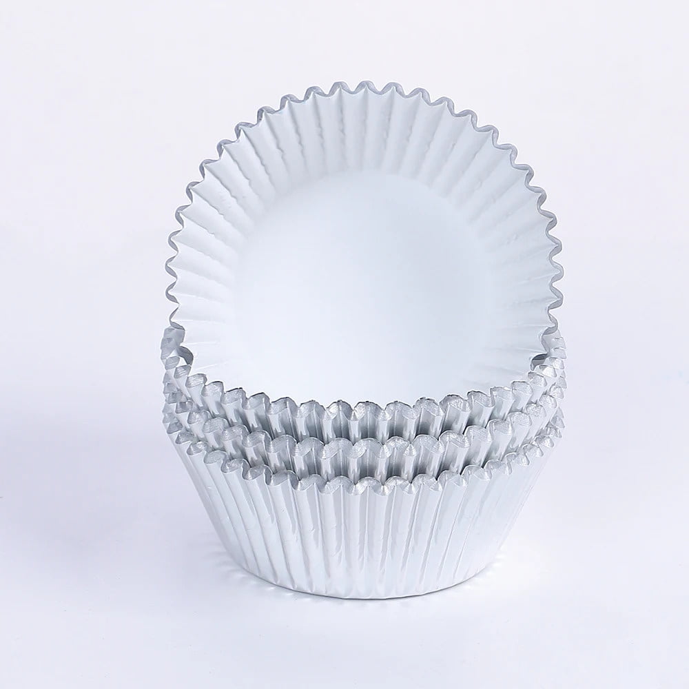 100Pcs Foil Cupcake Liners Metallic Muffin Paper Cases Baking Cups Gold ...
