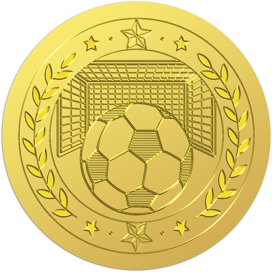 100Pcs Football Gold Foil Embossed Envelope Seals 2 Inch Soccer Sports ...
