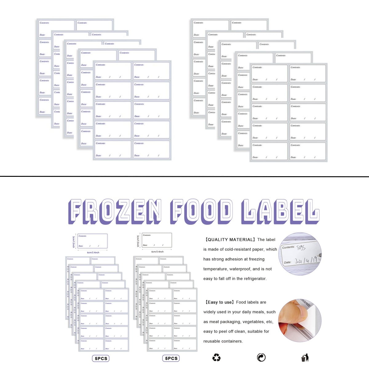 100Pcs Freezer Labels, Easy Peel Off Frozen Food Labels Stickers ...