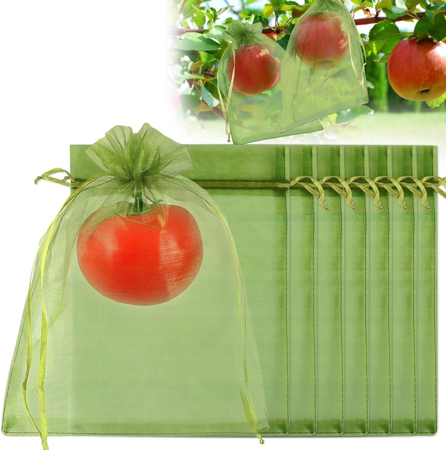 100Pcs Fruit Protection Bags, 6x9 Inch Green Fruit Tree Netting Cover ...