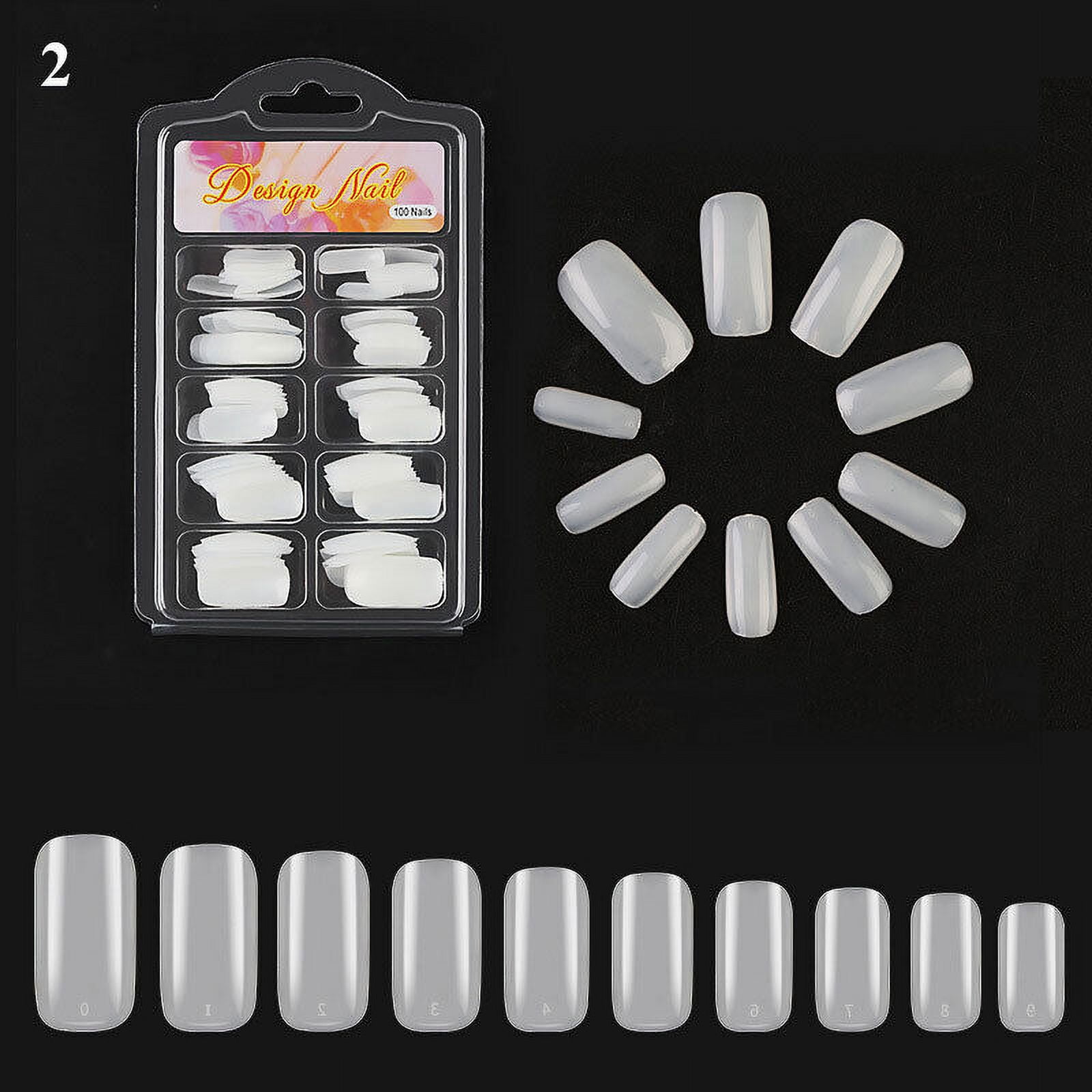 100Pcs Full/Half Cover Fake Nail Transparent Acrylic Coffin French ...
