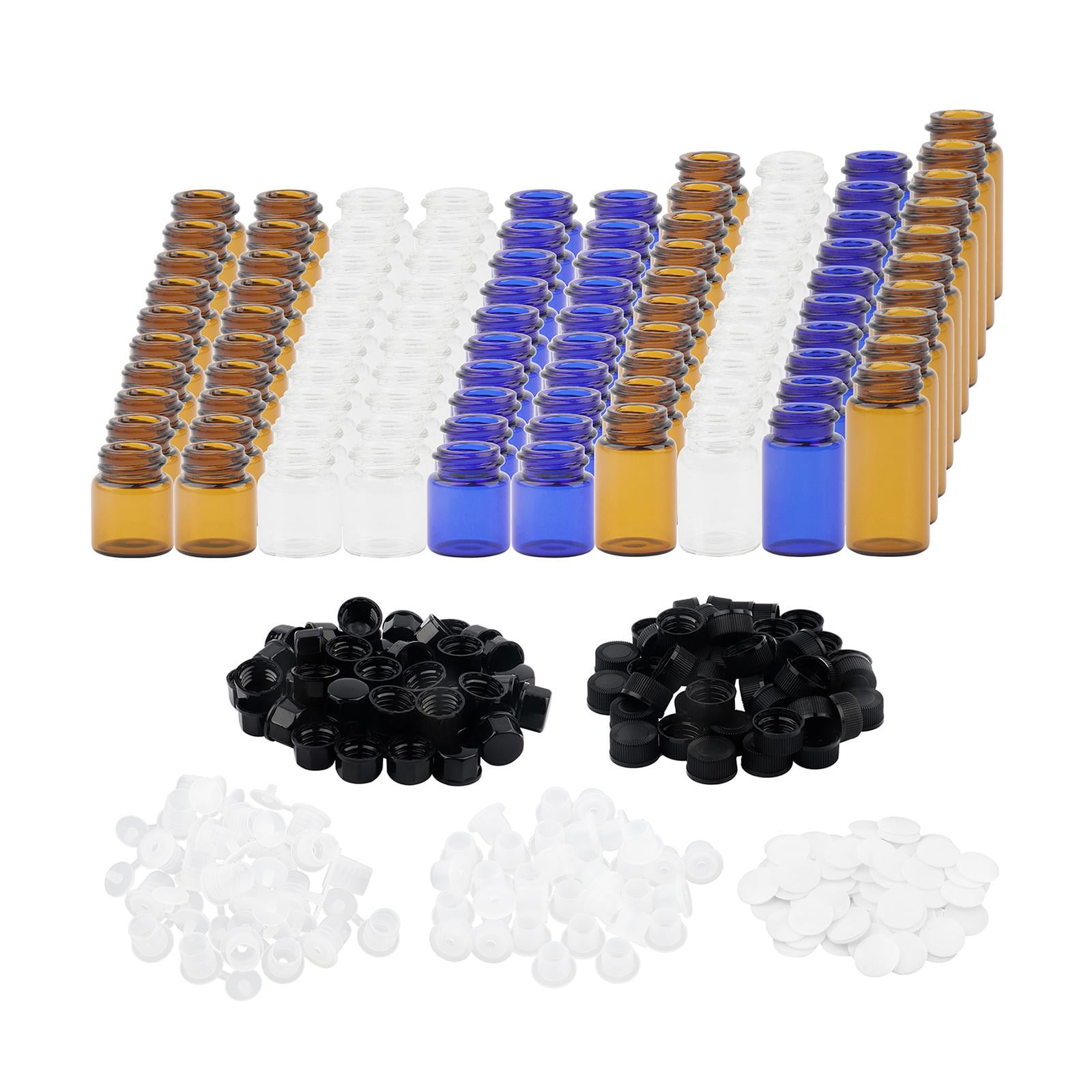 100Pcs Glass Essential Oil Bottles Fragrance with Caps Small Sample ...