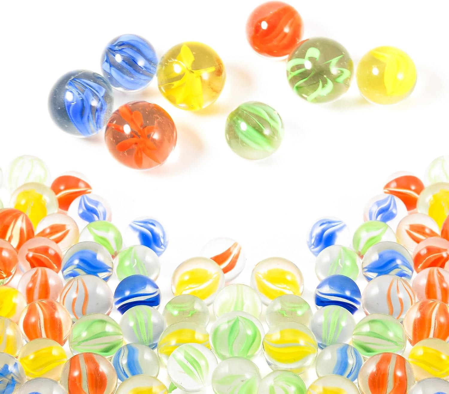 100Pcs Glass Marbles - Marbles Bulk Collection Cat Eye Mix 4 Colors ...