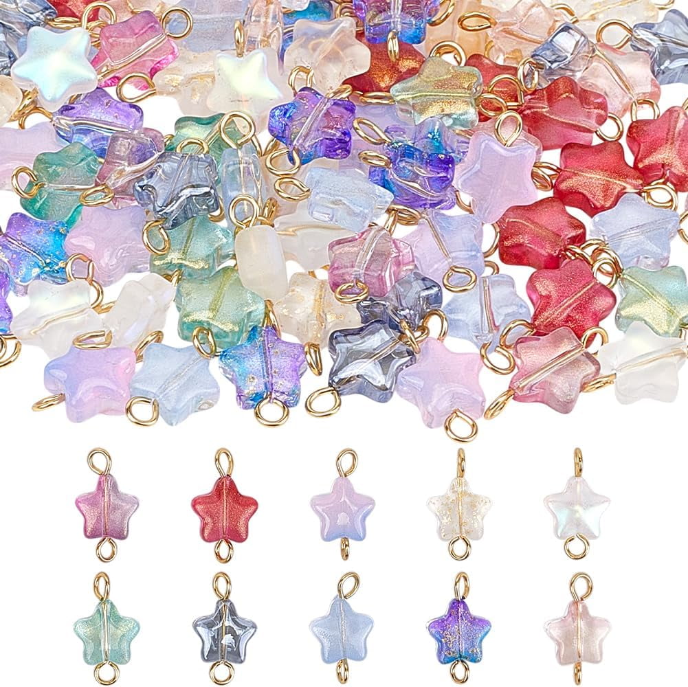 100Pcs Glass Star Charms Colorful Small Star Charm Clear Stars ...