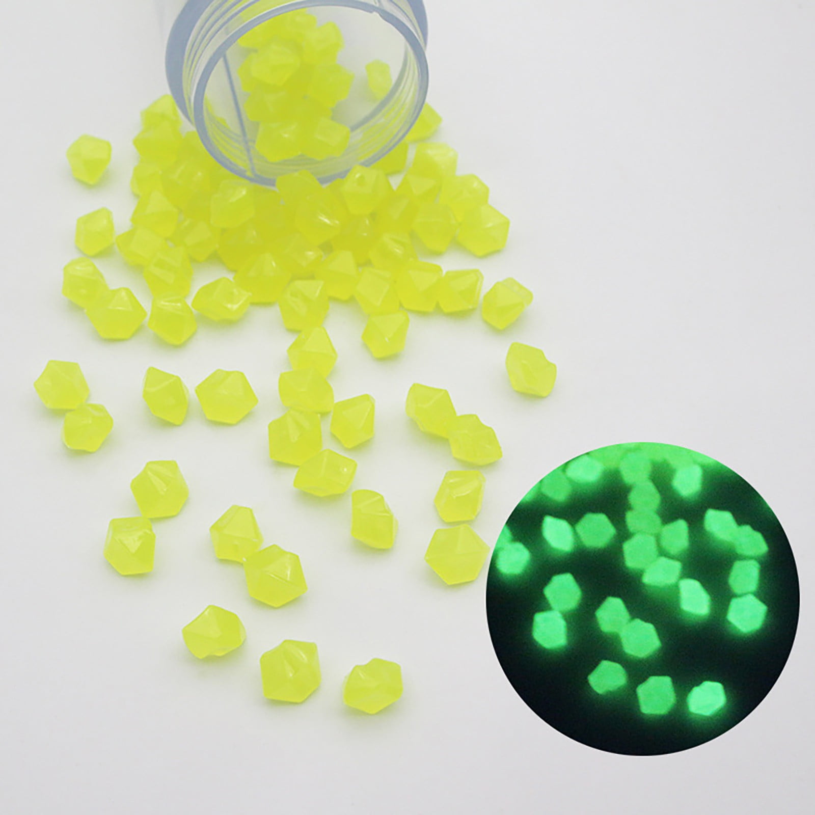100Pcs Glow-In-The-Dark Resin Stones, Decorative Luminous Pebbles for ...