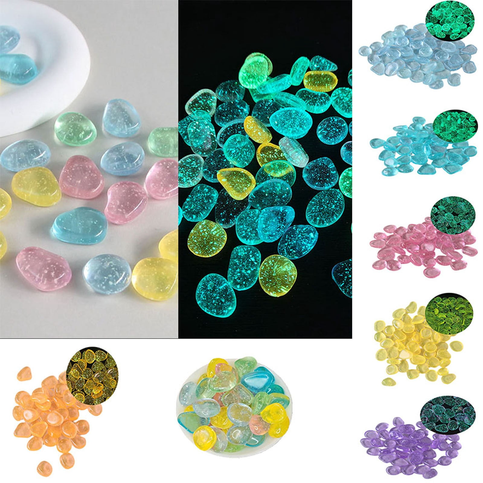 100Pcs Glowing Luminescent Stones, Multi-Colored Luminous Waterproof ...