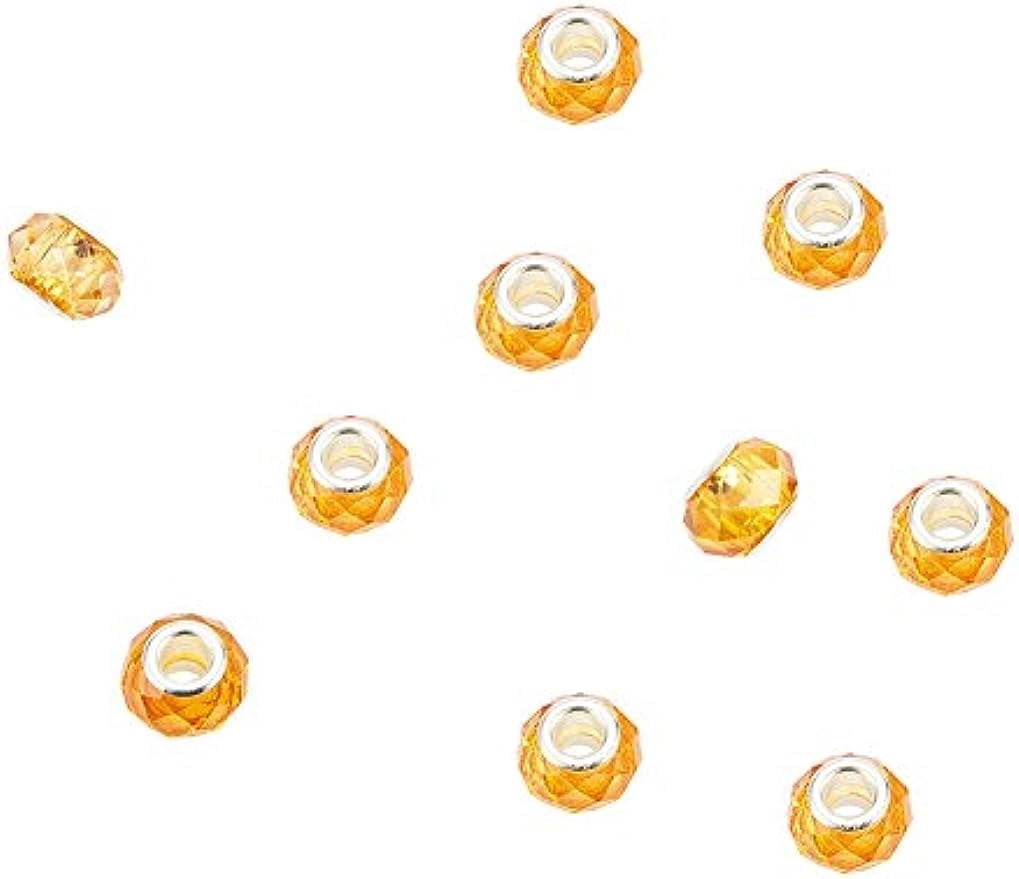 100Pcs Gold Color Crystal Glass Charms Faceted Lampwork Beads Large ...