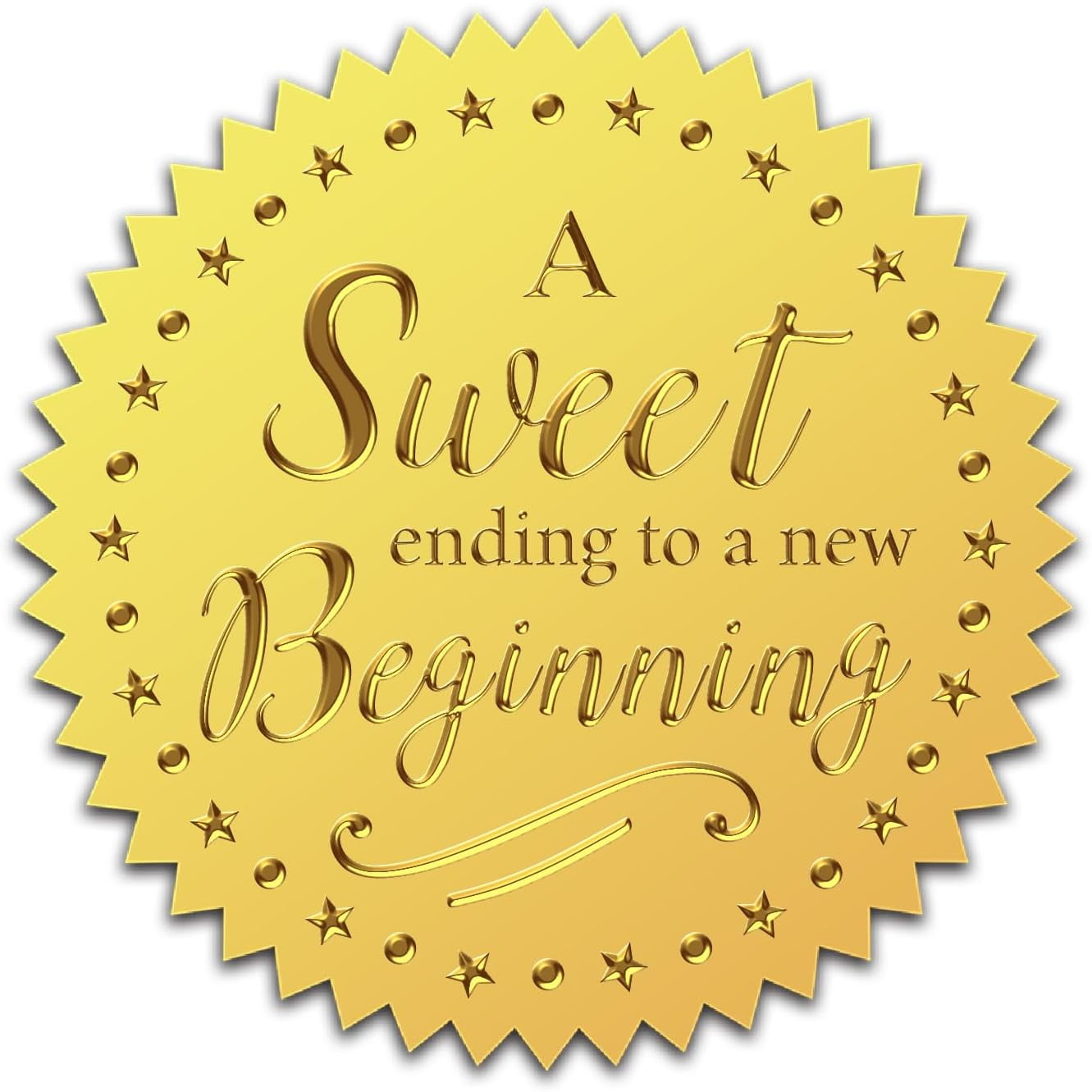 100Pcs Gold Foil Embossed Stickers 2 inch A Sweet Ending to a New ...