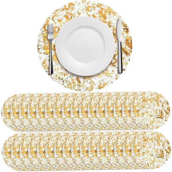 100Pcs Gold Foil Mesh Placemats, 13 Inch Round Metallic Pressed Doilies ...