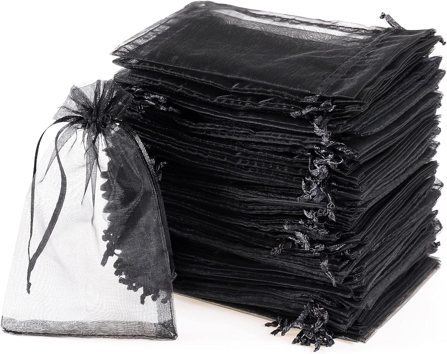 100Pcs Gold Organza Bags. 4X6" Candy Mesh Drawstring Favor Bags Jewelry ...