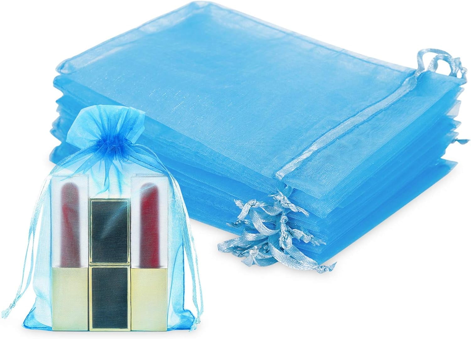 100Pcs Gold Organza Bags. 4X6" Candy Mesh Drawstring Favor Bags Jewelry ...