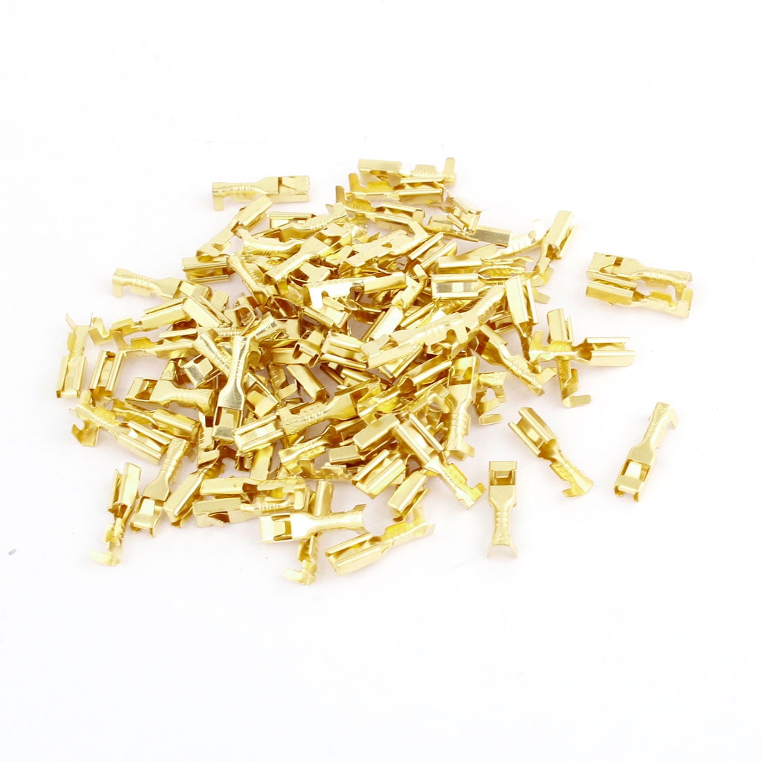 100Pcs Gold Tone Metal 3mm Width Stud Female Terminal Connectors ...