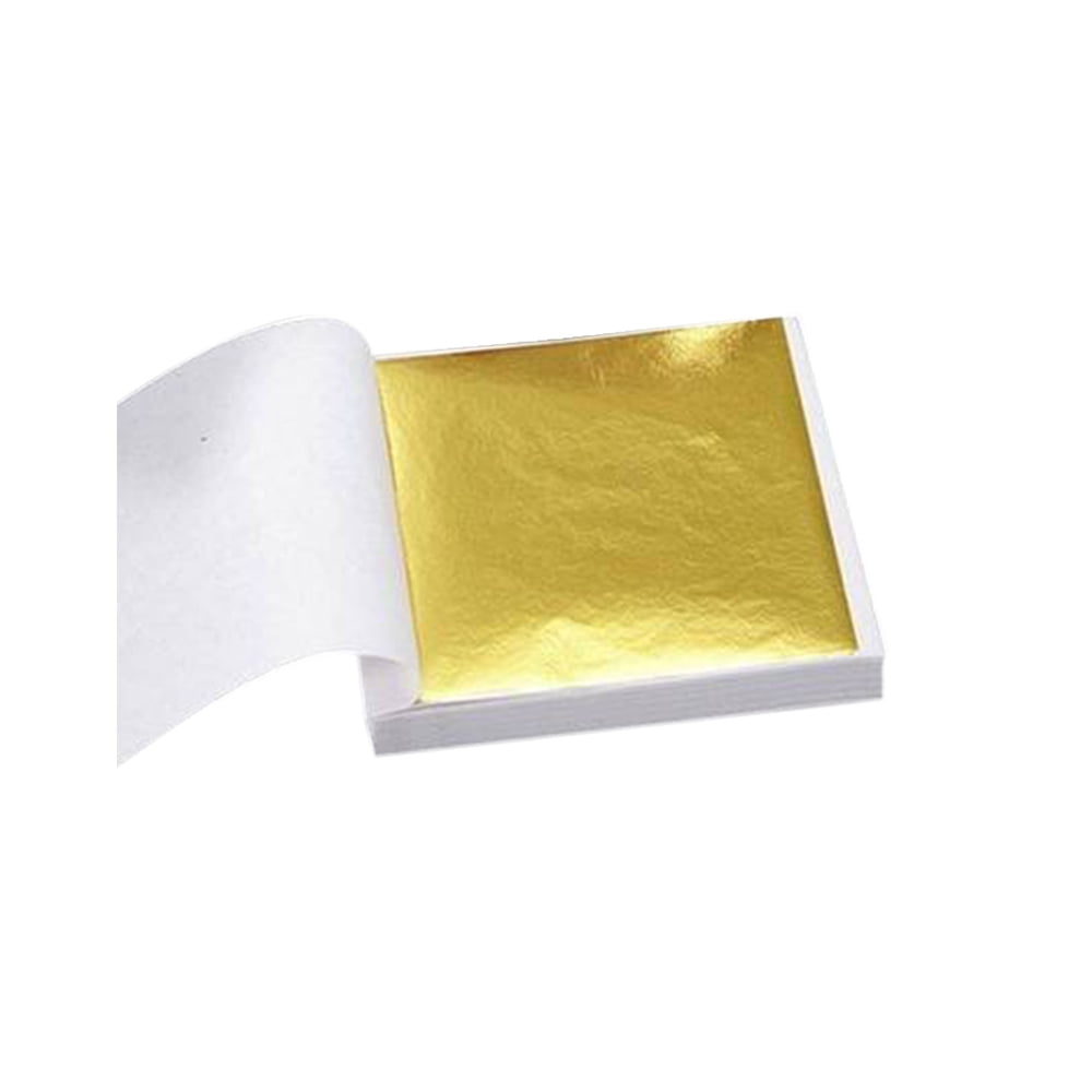100Pcs Golden Leaf Foil Leaf Sheets, 3.15 x 3.35 inches Gilding Foil ...