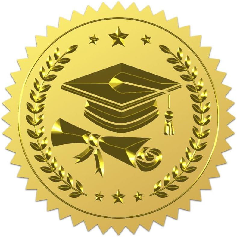 100Pcs Graduate Cap Gold Foil Sticker 2 Inch Graduation Hat Gold ...