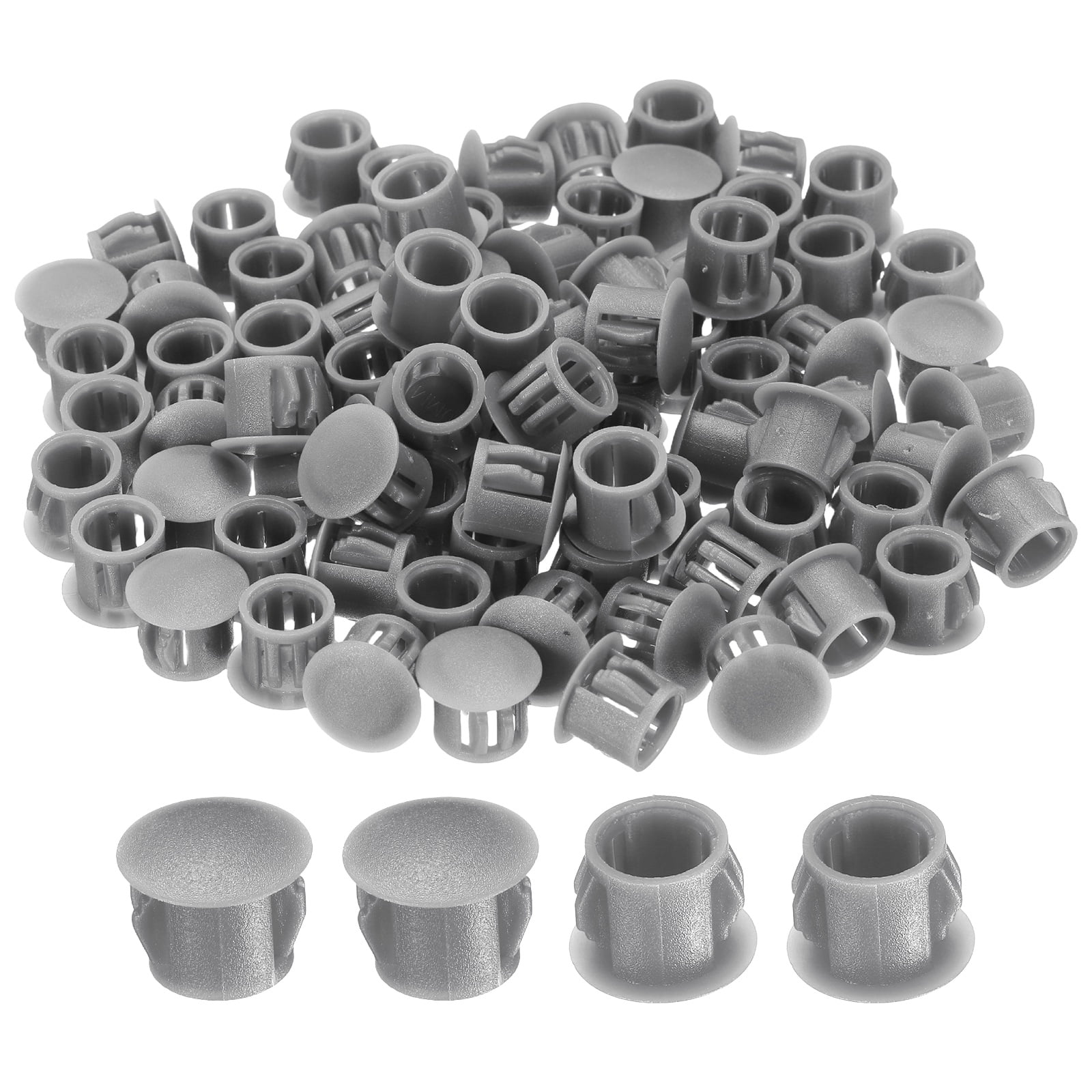 100Pcs Gray Hole Plugs, 10mm / 0.39" Plastic Snap in Locking Screw Hole ...