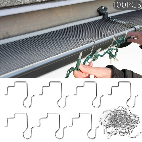 100Pcs Gutter Guards Christmas Light Hooks, Light Clips for Outside ...