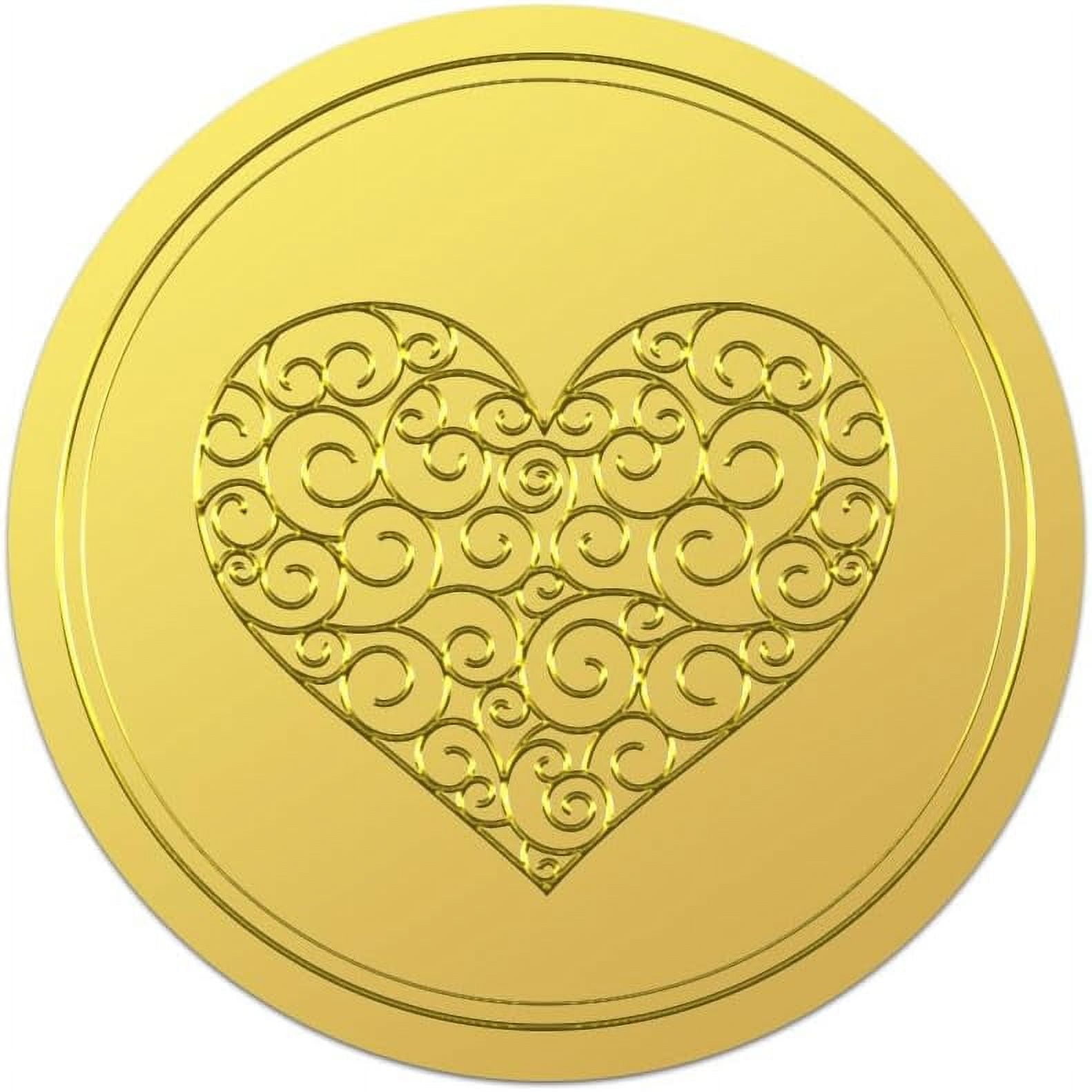 100Pcs Heart Gold Foil Stickers for Envelope Floral Heart Sticker Round ...