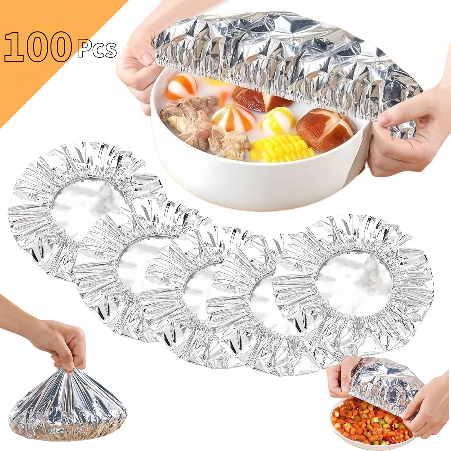 100Pcs Heavy-Duty Aluminum Foil Food Covers,Bowl Covers,Dish Covers ...