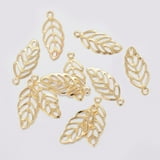 100Pcs Hollow Gold Tree Leaf Charms Pendants - 18k Gold Plated 304 ...