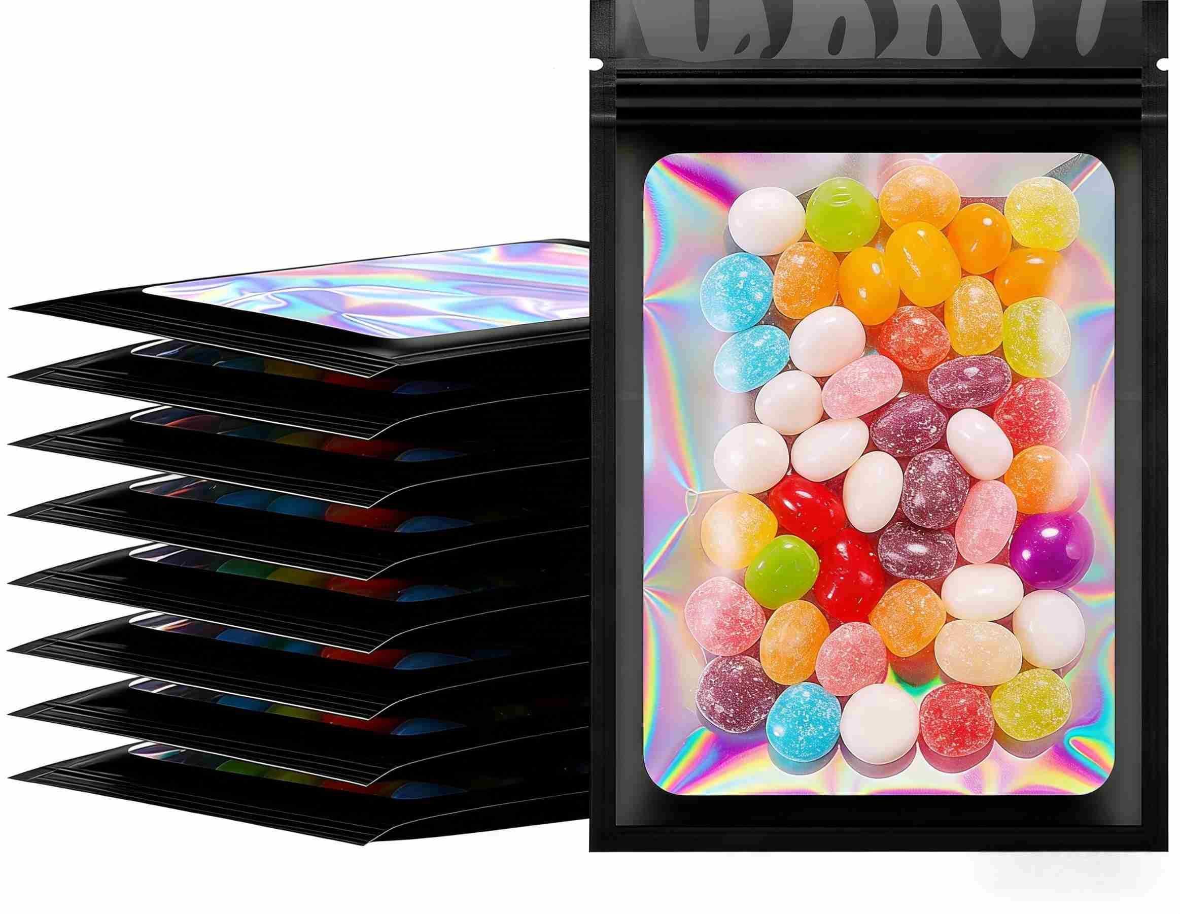 100Pcs Holographic Mylar Bags, 4" x 6" Smell Proof Resealable Bags with ...