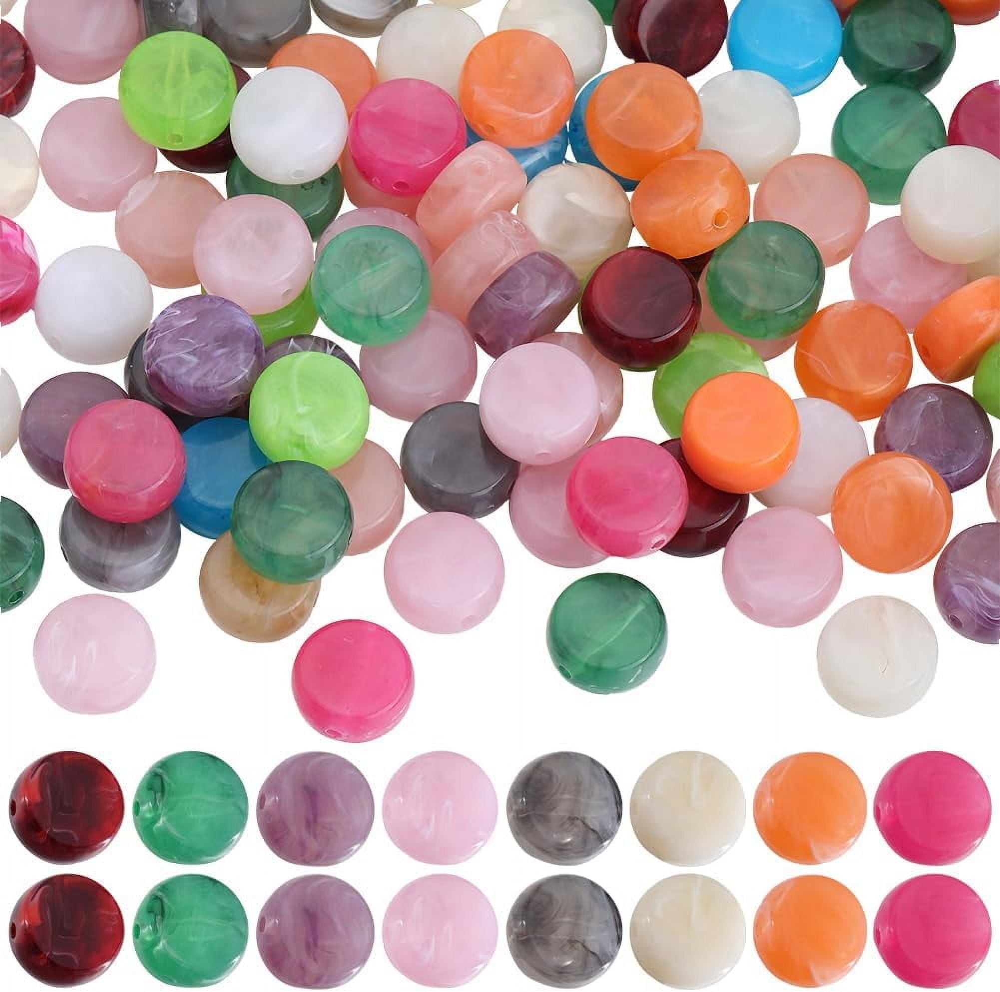 100Pcs Imitation Gemstone Acrylic Beads Flat Round 14x7mm Hole: 1.5mm ...