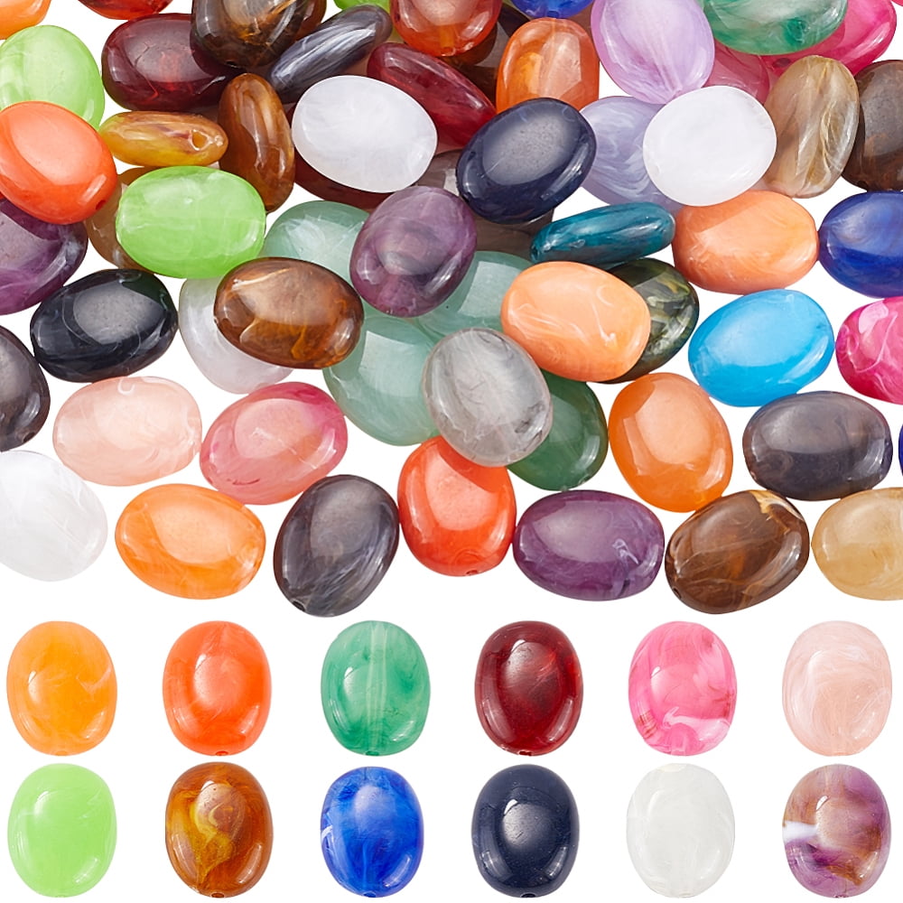 100Pcs Imitation Gemstone Acrylic Beads Oval 19x15x7mm Hole: 2mm for ...