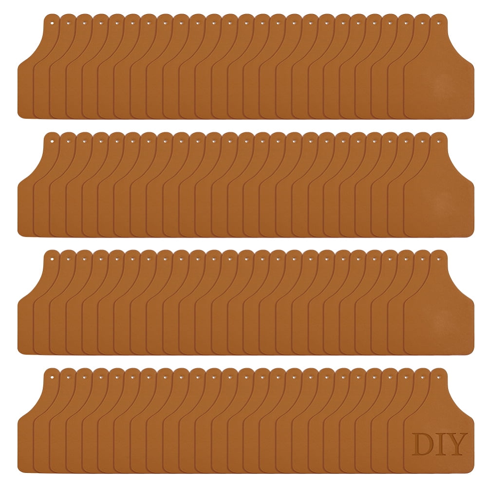 100Pcs Imitation Leather Blank Tags Light Brown Cow Ear Tag 3x2 Inch ...