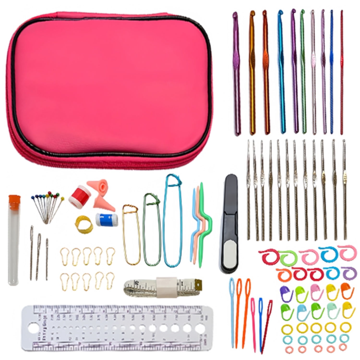 100Pcs Incraftables Crochet Kit, Ergonomic Crochet Hooks Set with ...