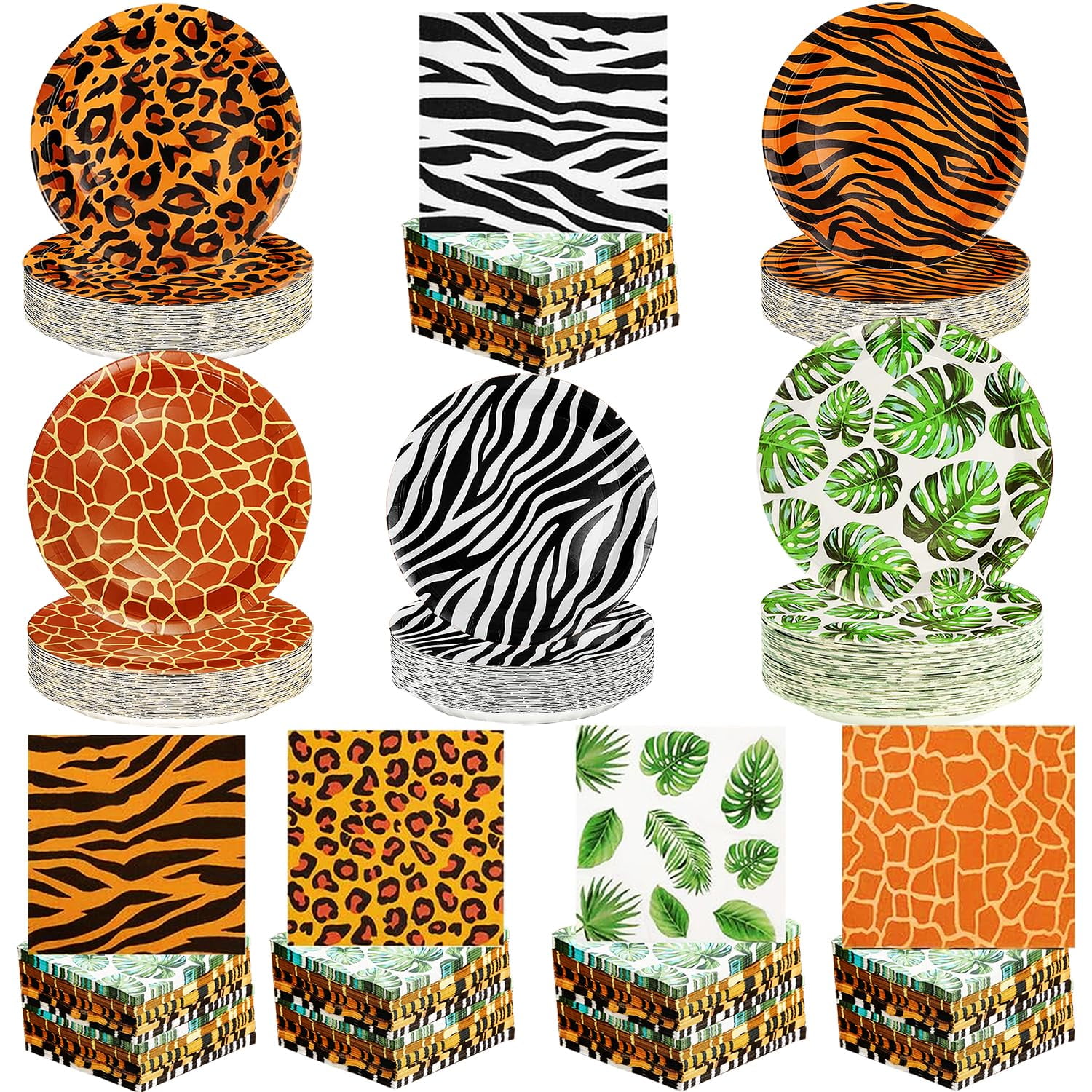 100Pcs Jungle Safari Wild STF9 Animal Party Supplies,7" Jungle Safari ...