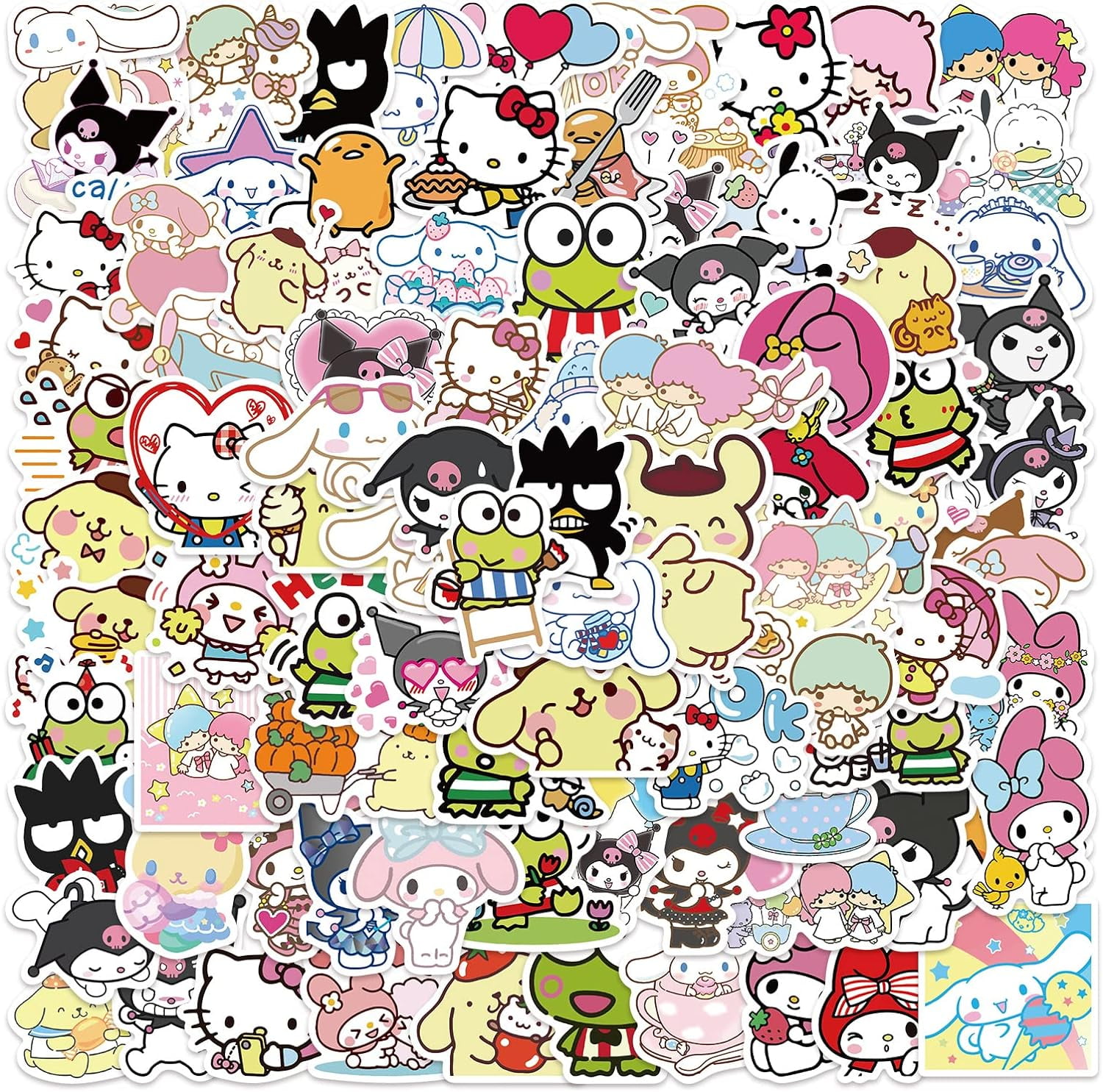 100Pcs Kawaii Stickers Anime Stickers Helllokittty Stickers MyMelody ...