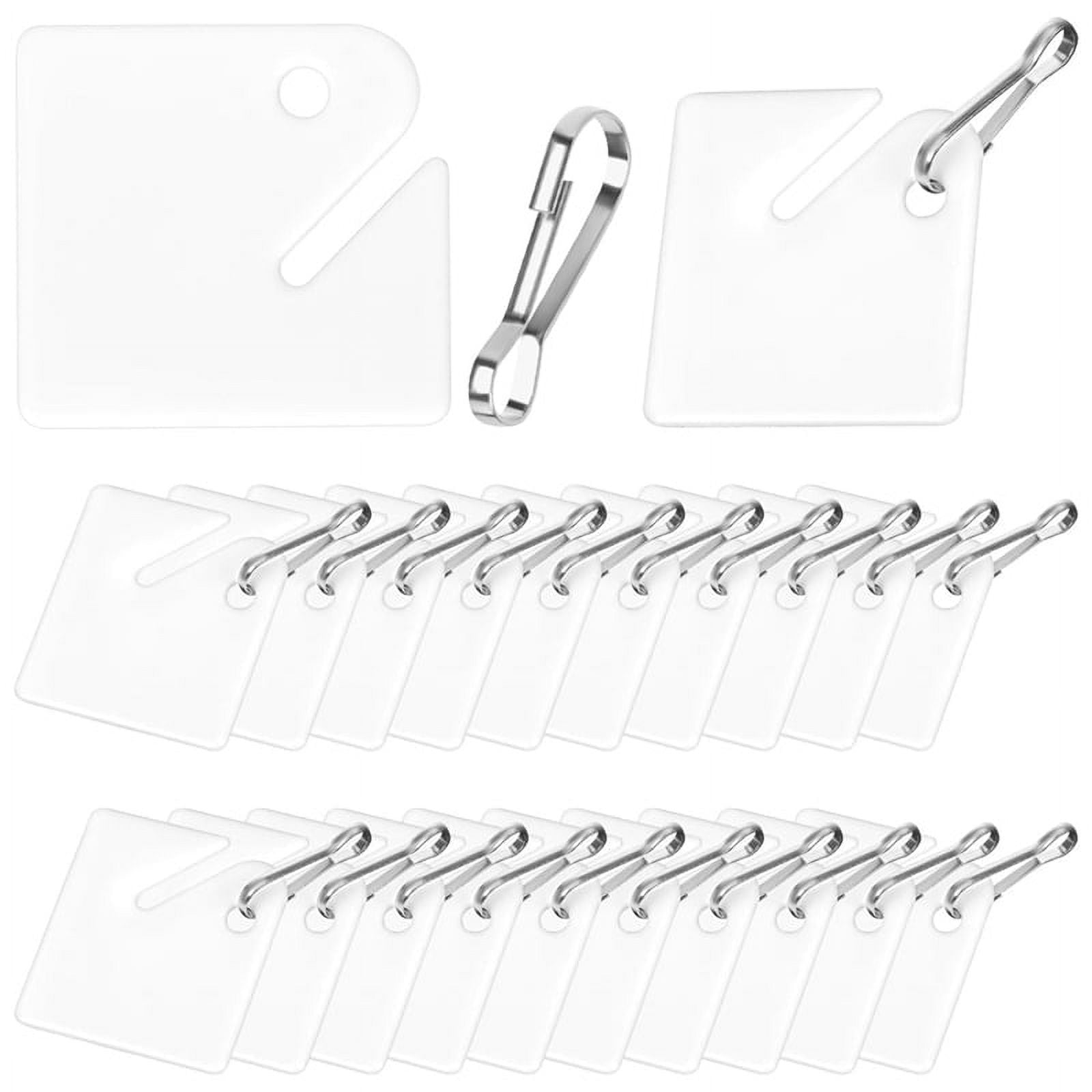 100Pcs Key Tags, Slotted Hanging Tags with Metal Snap Hooks White Key ...