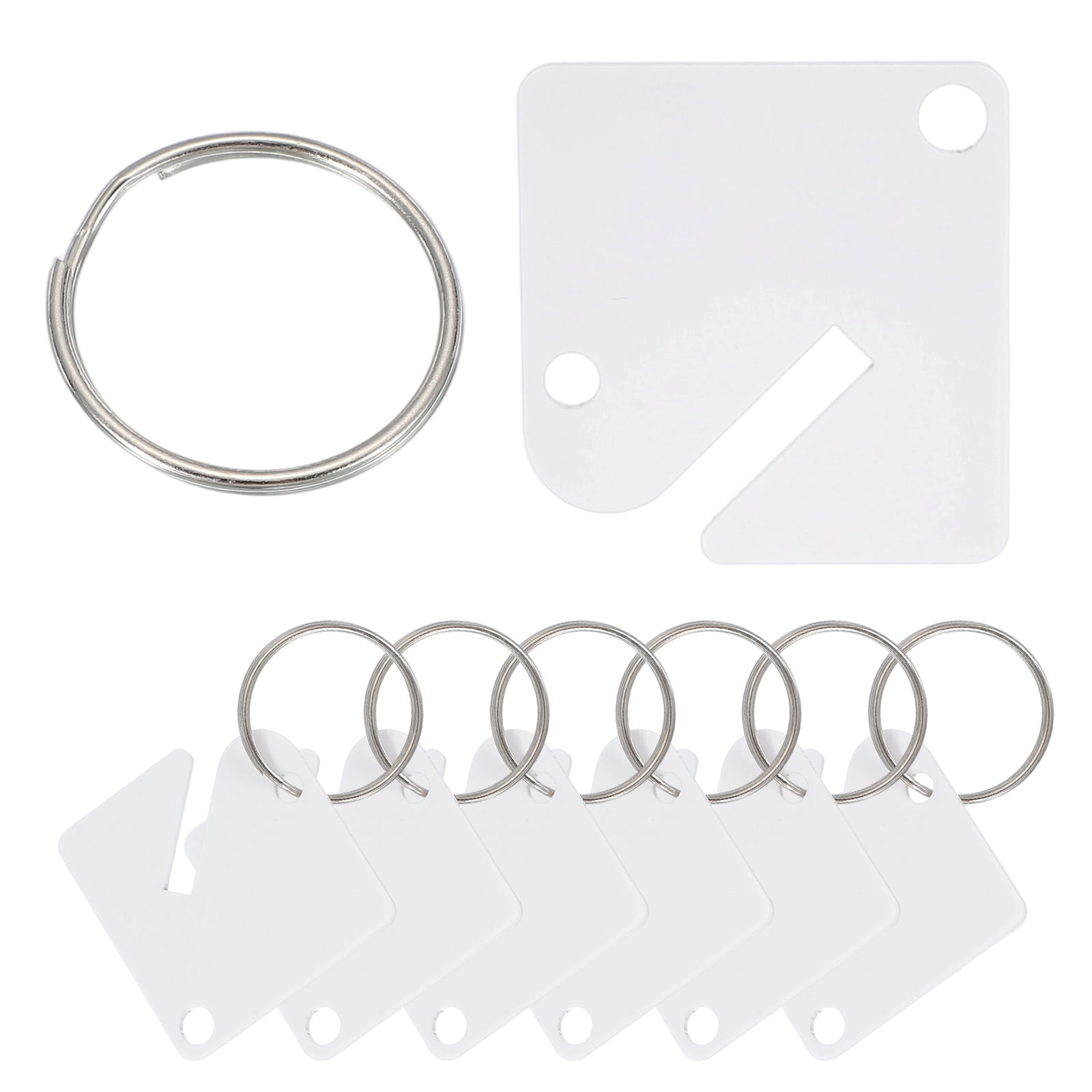 100Pcs Key Tags, White Plastic Hanging Slotted Key Tags with Key Ring ...