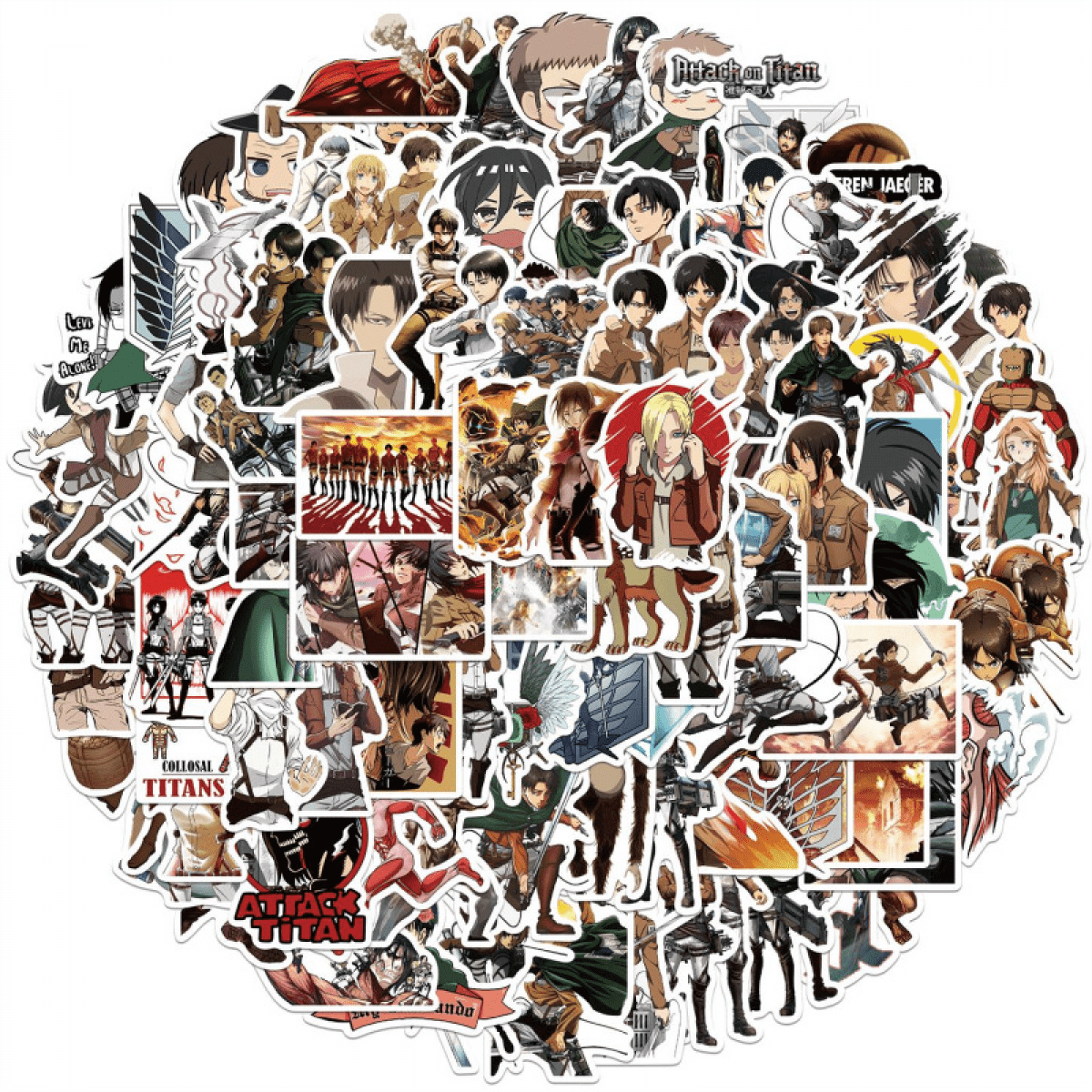 100Pcs Kids Attack on Titan Stickers Pack Cute Cartoon Characters ...