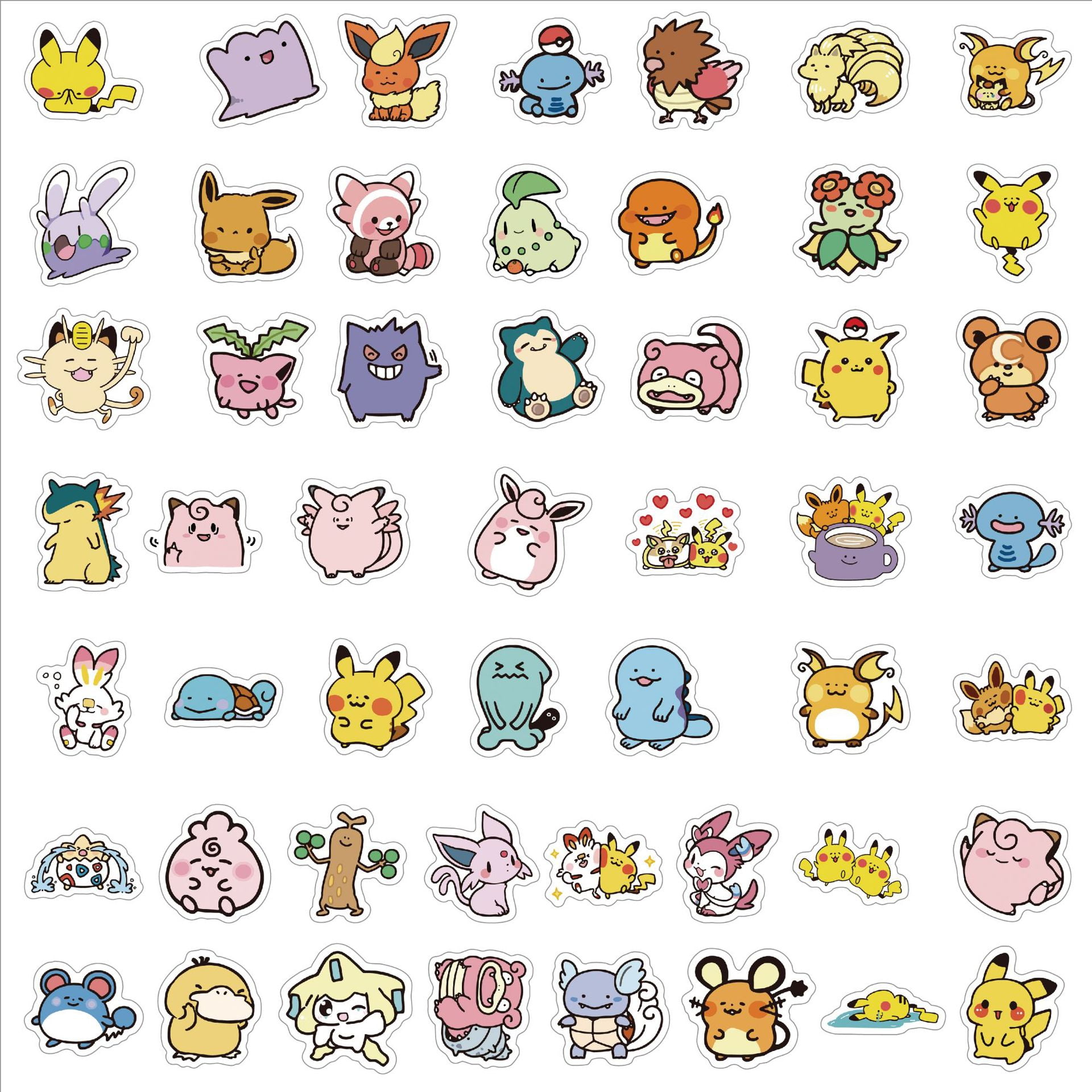 100Pcs Kids Pokémon Stickers Pack Cute Cartoon Characters Stickers ...