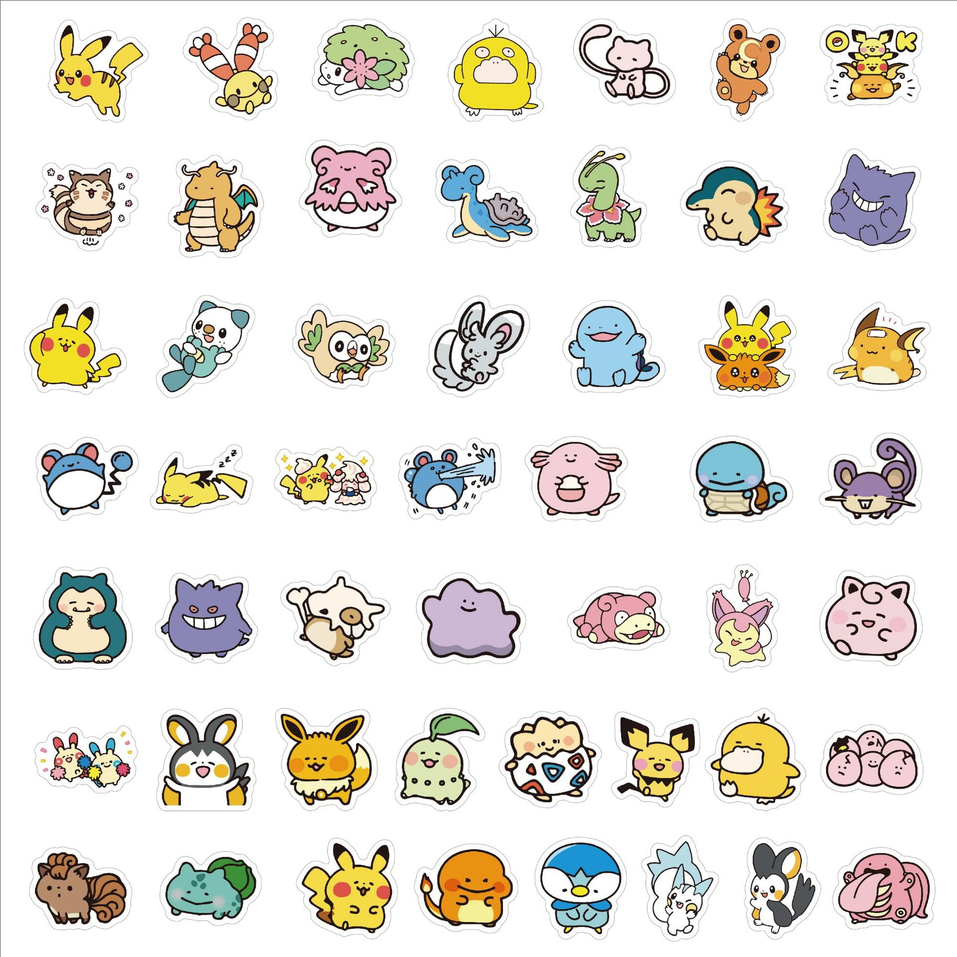 100Pcs Kids Pokémon Stickers Pack Cute Cartoon Characters Stickers ...